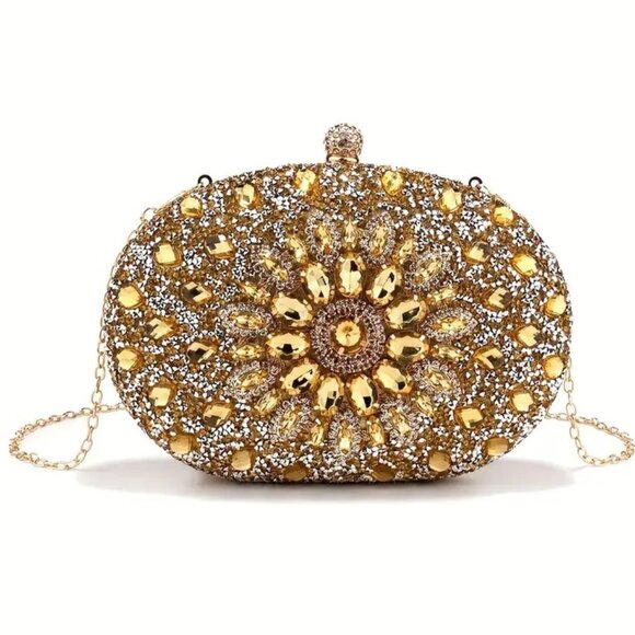 Bags | Jeweled Evening Bag In Gold | Poshmark